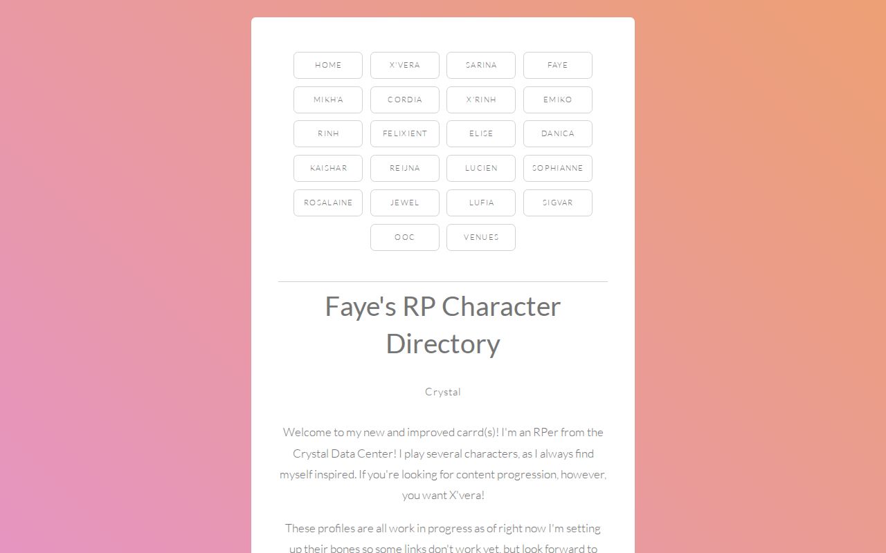 Faye's RP Characters